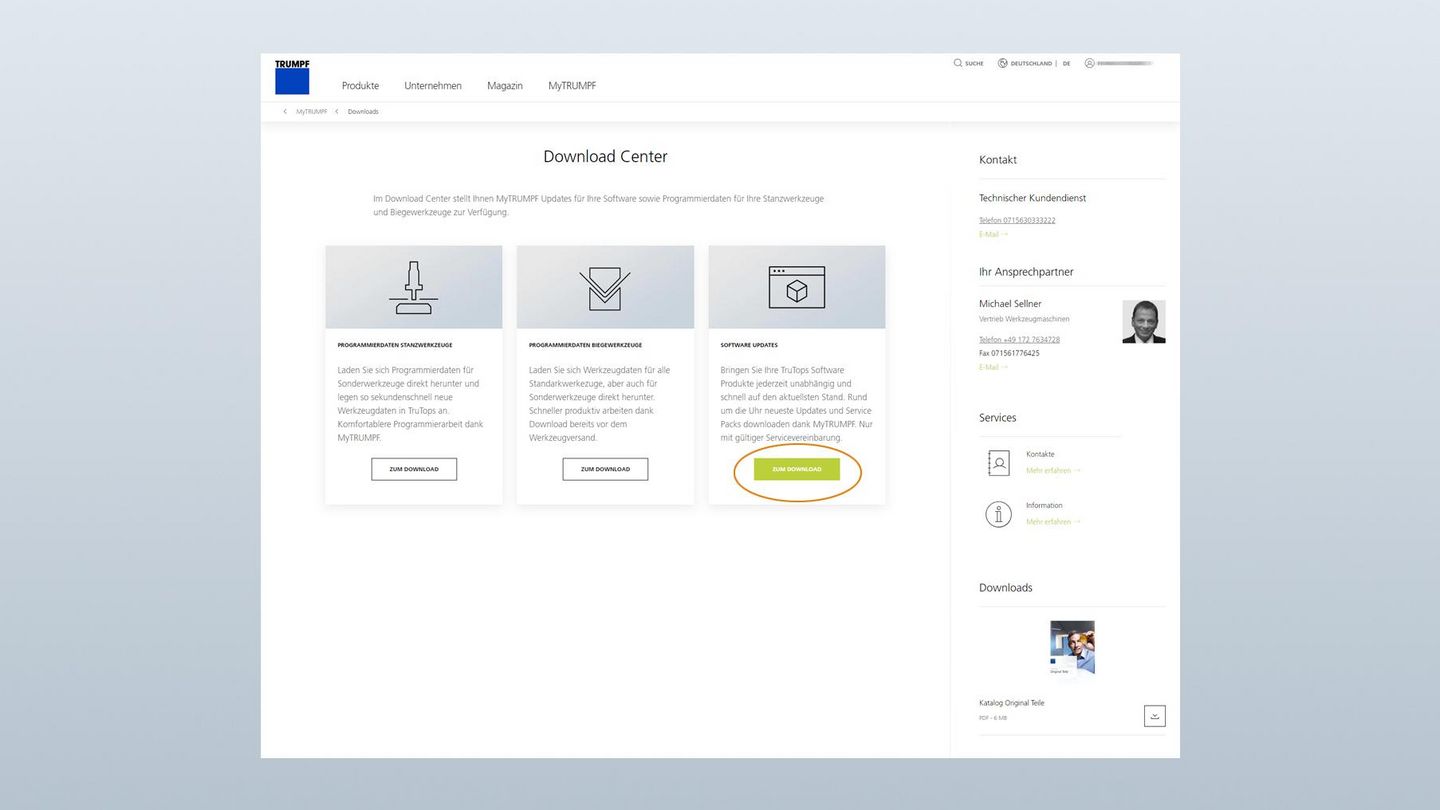 MyTRUMPF User Guide Software Updates | TRUMPF