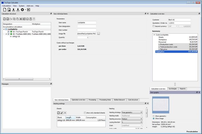TruTops Calculate | TRUMPF