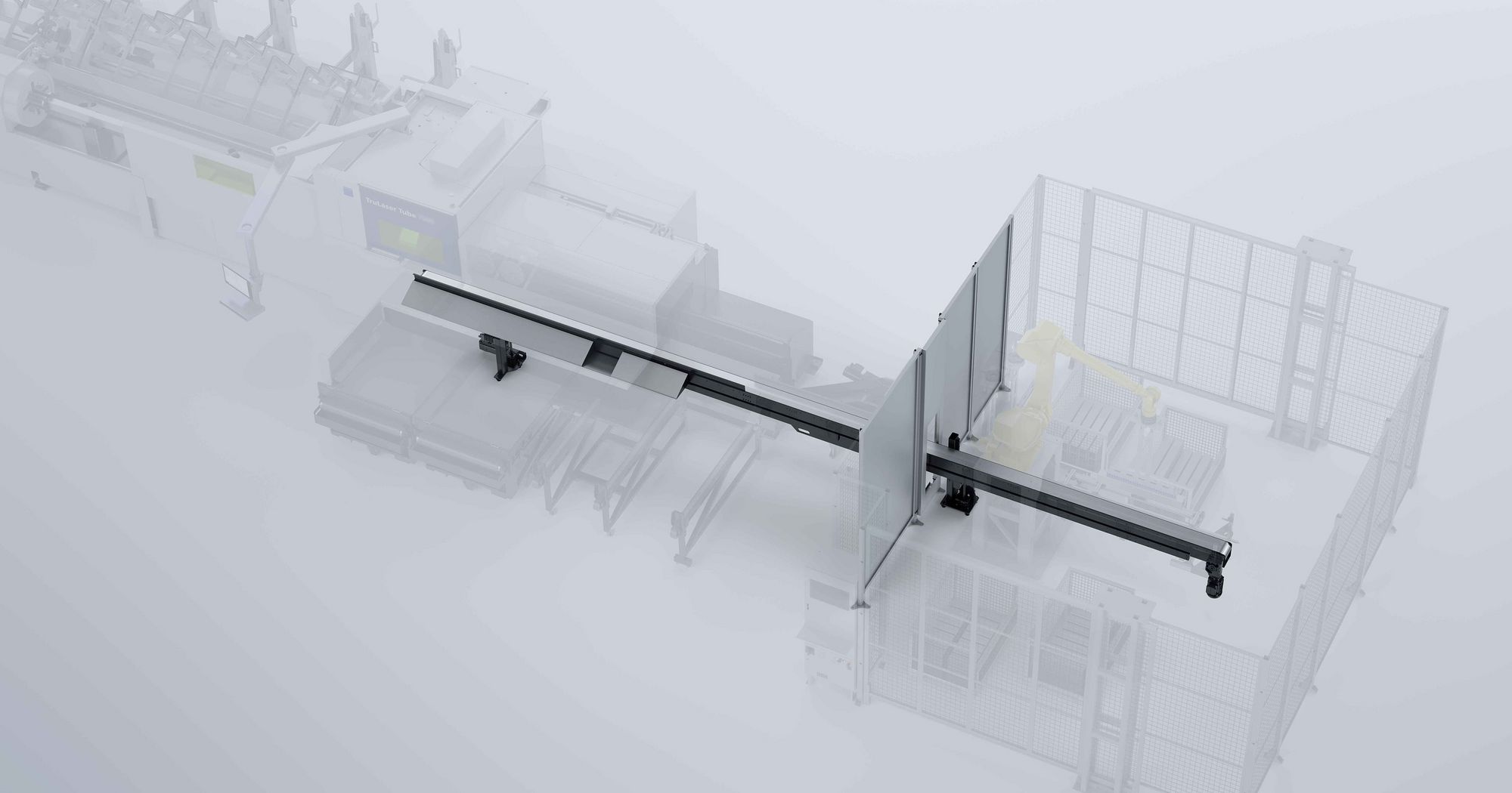 Unloading automation interface with longitudinal conveyor belt | TRUMPF